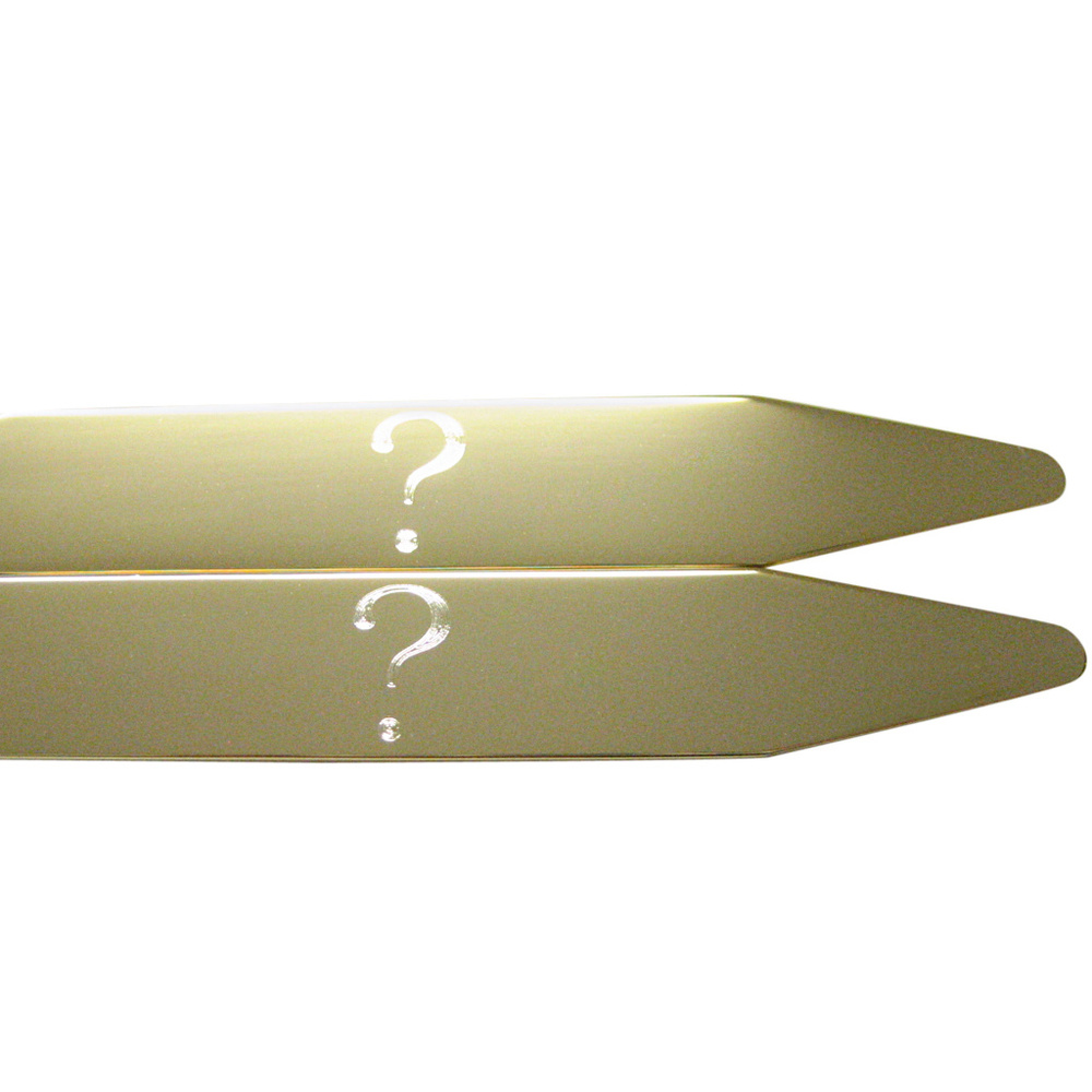 Gold Toned Etched Question Mark Collar Stays - Gem